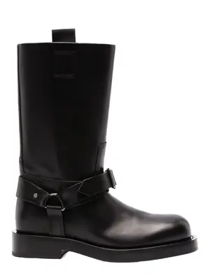 Burberry Buckled Leather Knee-high Boots - Black