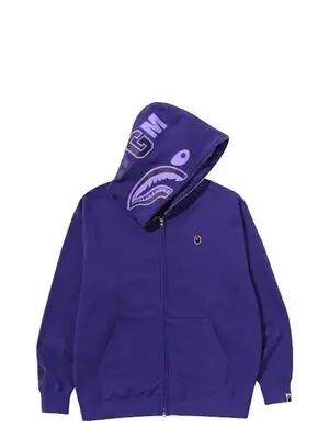 A BATHING APE One Point Ape Head Shark Relaxed Fit Full Zip Hoodie - Purple