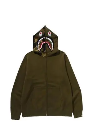 A BATHING APE 1st Shark Full Zip Hoodie - Olivedrab Green