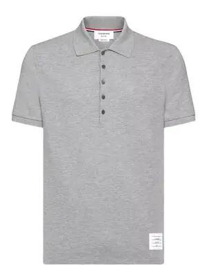 Thom Browne 4-bar Cotton Polo Shirt - Grey