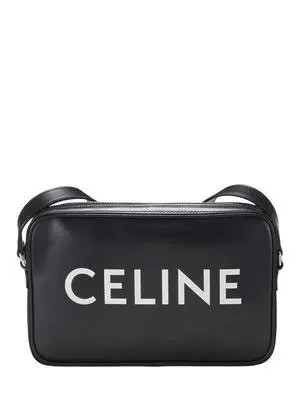 Celine Calfskin Logo Messenger Bag - Black