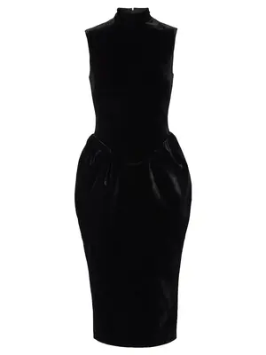 RASARIO Velvet Midi Dress - Black