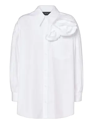 Simone Rocha Floral-appliqué Cotton Shirt - White
