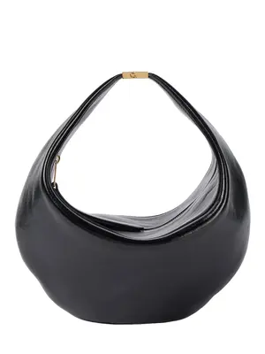 Khaite Olivia Small Leather Shoulder Bag - Black
