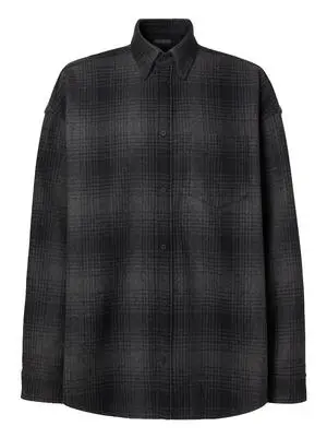 Balenciaga Checked Wool-blend Flannel Shirt - Black