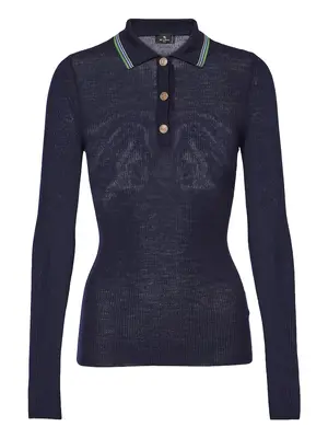 Etro Printed Polo Sweater - Blue