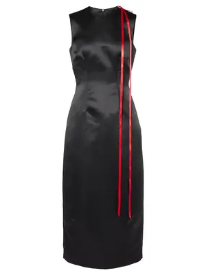Simone Rocha Bow-detail Satin Midi Dress - Black