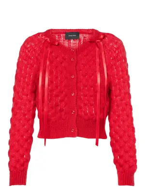 Simone Rocha Bow-detailed Knit Cardigan - Red