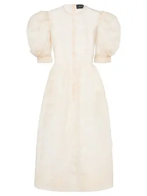 Simone Rocha Embroidered Midi Dress - Beige