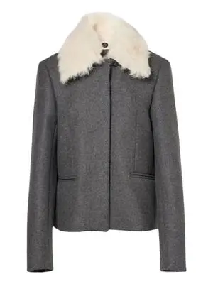 TOTEME Shearling-trimmed Wool-blend Jacket - Grey