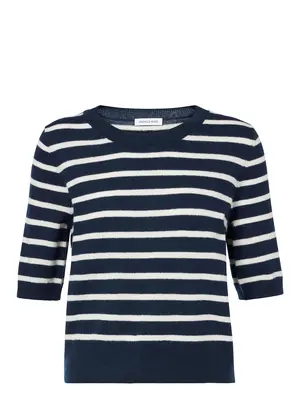 Veronica Beard Shana Striped Cashmere Sweater - Blue