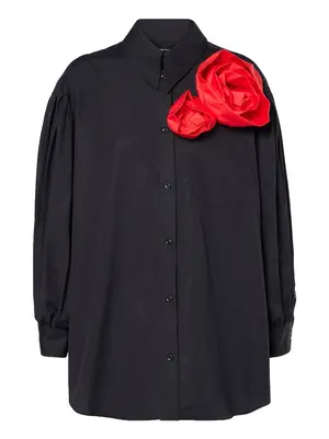 Simone Rocha Floral-appliqué Cotton Shirt - Black