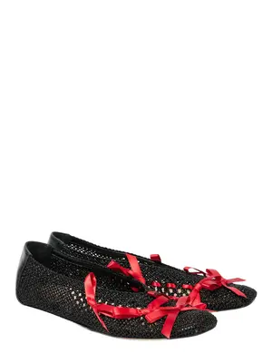 Simone Rocha Bow-detail Crochet Ballet Flats - Black