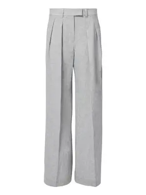 Brunello Cucinelli Wide-leg Linen-blend Pants - Grey