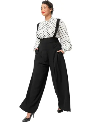 Unique Vintage Rochelle Suspender Trousers - Black