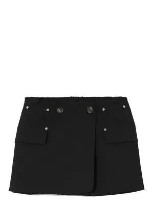 DION LEE Wrap-effect Embellished Mini Skirt - Black
