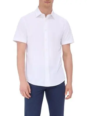 Bugatchi Miles Ooohcotton® Solid Short Sleeve Button-up Shirt White