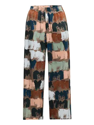 Lafayette 148 New York Paint Stroke-print Silk Pants - Concrete Multi