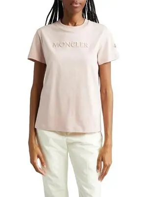 Moncler Logo Embroidered T-shirt - Pink