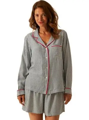 STRIPE & STARE Ecovero Pajama Top - Midnight Stripe