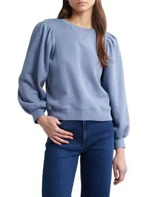 Rails Tiffany Balloon Sleeve Cotton Sweatshirt - Faded Periwinkle