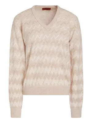 Missoni Missoni Crochet-Knit Cashmere Sweater Beige