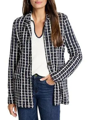 NIC+ZOE Painted Plaid Boyfriend Blazer - Indigo Multi