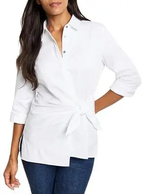 NIC+ZOE Side Tie Shirt - Paper White
