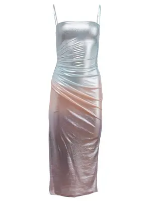 Fleur Du Mal Ombré-effect Metallic Dress - Blue