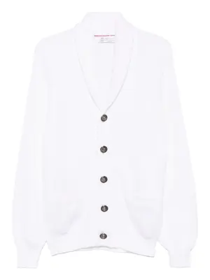 Brunello Cucinelli Ribbed Cardigan - White