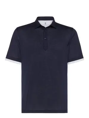 Brunello Cucinelli Jersey Polo Shirt - Blue