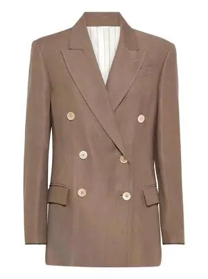Brunello Cucinelli Monili-detail Twill Blazer - Brown