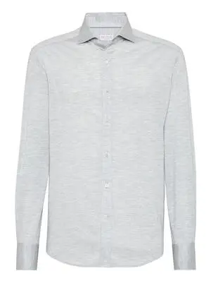 Brunello Cucinelli Silk-cotton Jersey Shirt - Grey