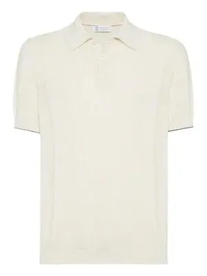 BRUNELLO CUCINELLI Ribbed-knit Polo Shirt