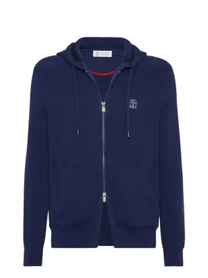 Brunello Cucinelli Knitted Hoodie - Blue