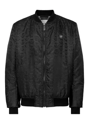 Philipp Plein Monogram-jacquard Bomber Jacket - Black