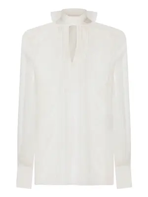 Dolce & Gabbana Chiffon And Lace Pussy-bow Blouse - White