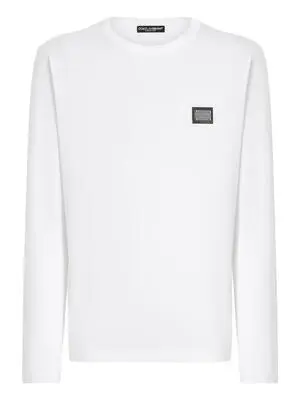 Dolce & Gabbana Long-sleeved T-shirt With Logo Tag - White