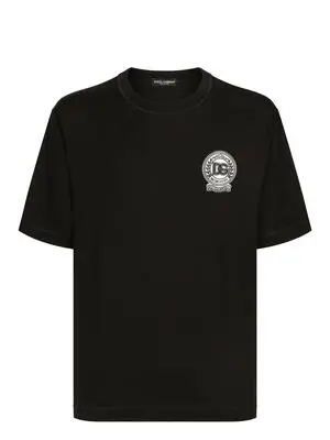 Dolce & Gabbana Cotton T-shirt With Dg Logo Embroidery - Black