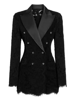 Dolce & Gabbana Stretch Lace Turlington Blazer - Black