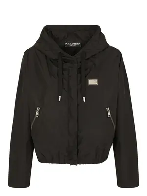 Dolce & Gabbana Technical Fabric Windbreaker With Hood - Black