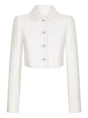 Dolce & Gabbana Jacquard Jacket With Dg Logo - White