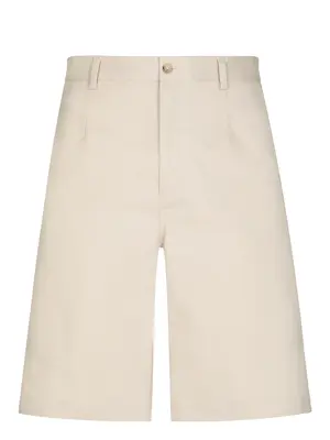 Dolce & Gabbana Stretch Cotton Shorts With Branded Tag - Beige