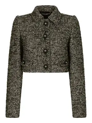 Dolce & Gabbana Cropped Speckled Tweed Jacket - Multicolor