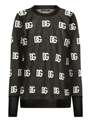 Dolce & Gabbana Sheer Sweater With Dg Logo - Multicolor