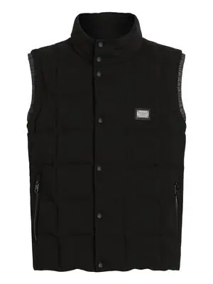 Dolce & Gabbana Quilted Stretch Jersey Vest With Branded Tag - Black