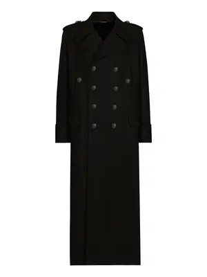 Dolce & Gabbana Long Wool Military-style Coat - Black