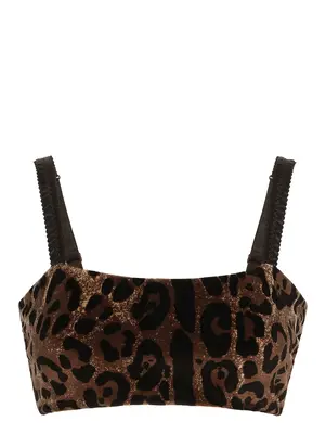 Dolce & Gabbana Chenille Leopard Crop Top - Multicolor