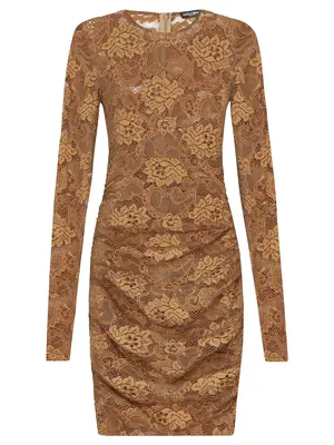 Dolce & Gabbana Floral Lace Mini Dress - Beige