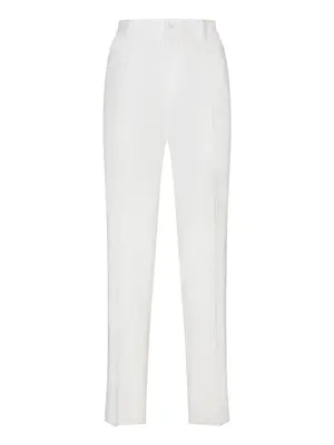 Dolce & Gabbana Stretch Cotton Twill Pants With Branded Tag - White